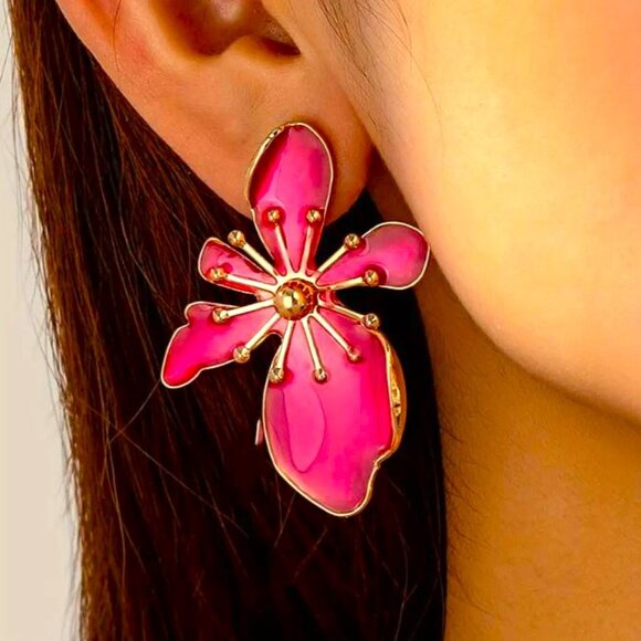 Private Label | Jewelry | New Talia Magenta Pink Enamel Tropical Flower ...